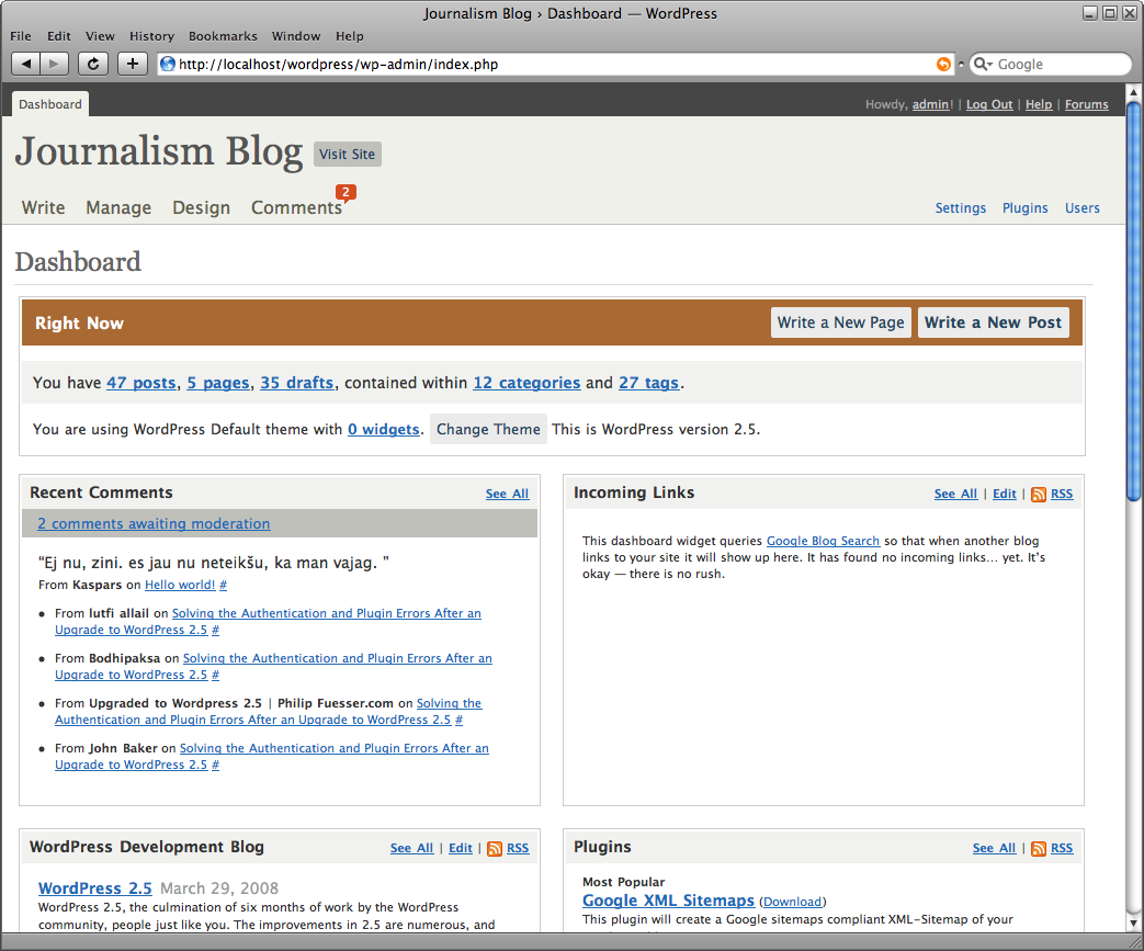 Baltic Amber Themes & Schemes for Your WordPress 2.5 Administration ...