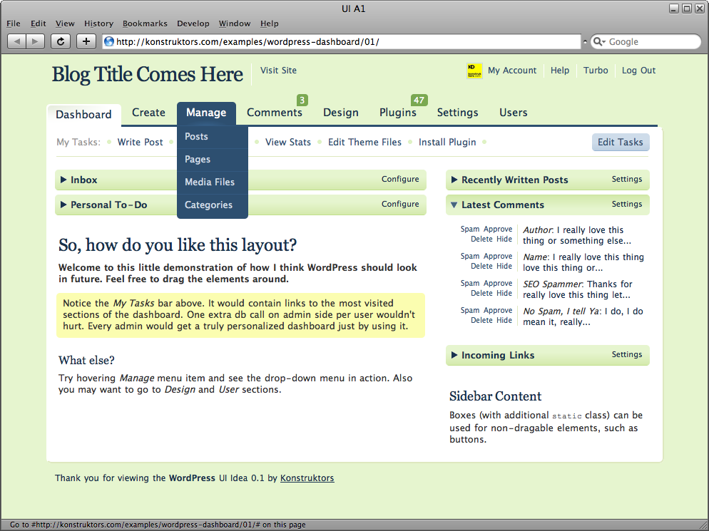 Fully Functional Drag And Drop Wordpress Dashboard Design Idea